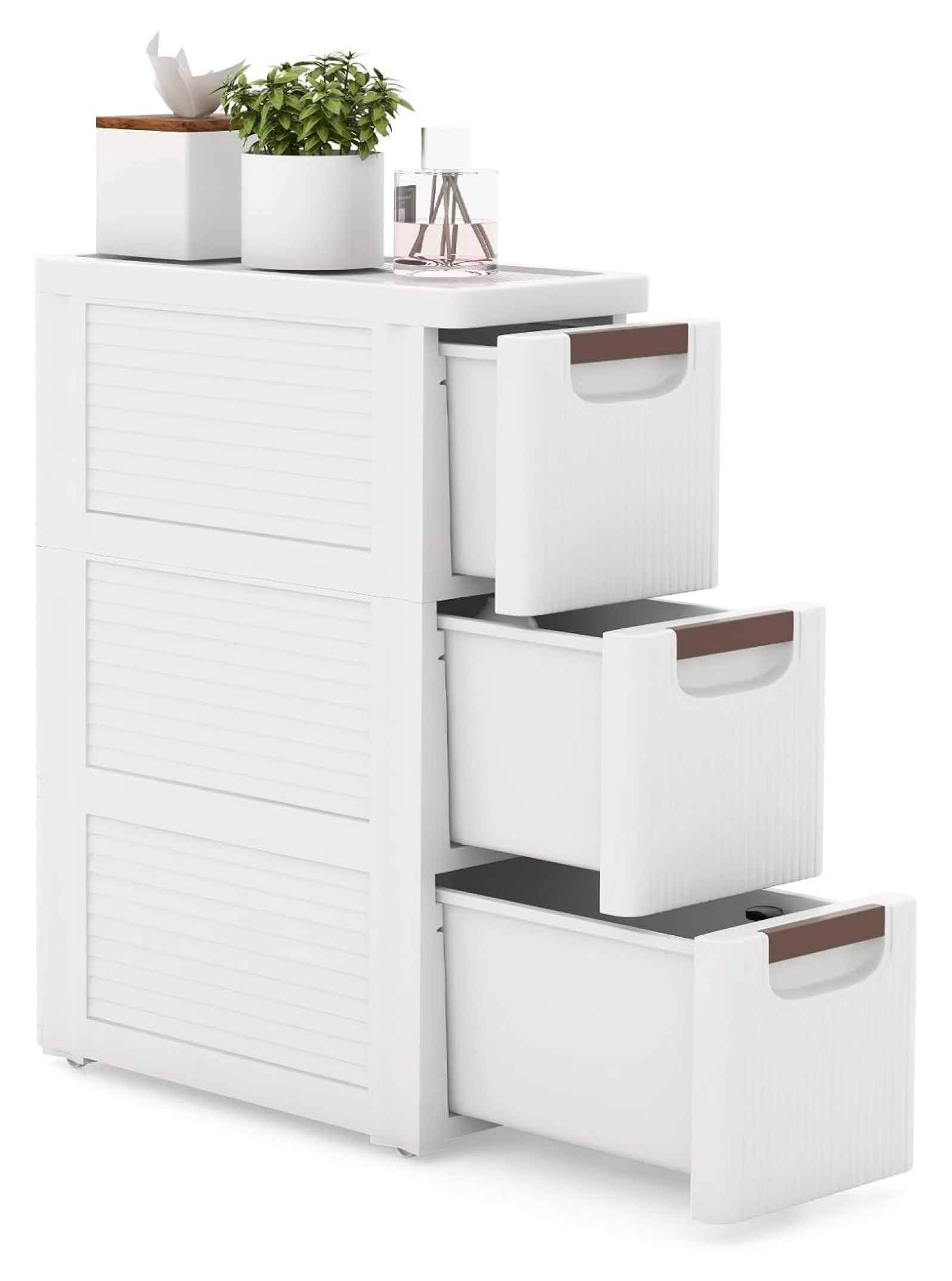 3-Drawer Narrow Storage Cabinet, Slim Rolling Cart, Mobile Plastic Cart ...