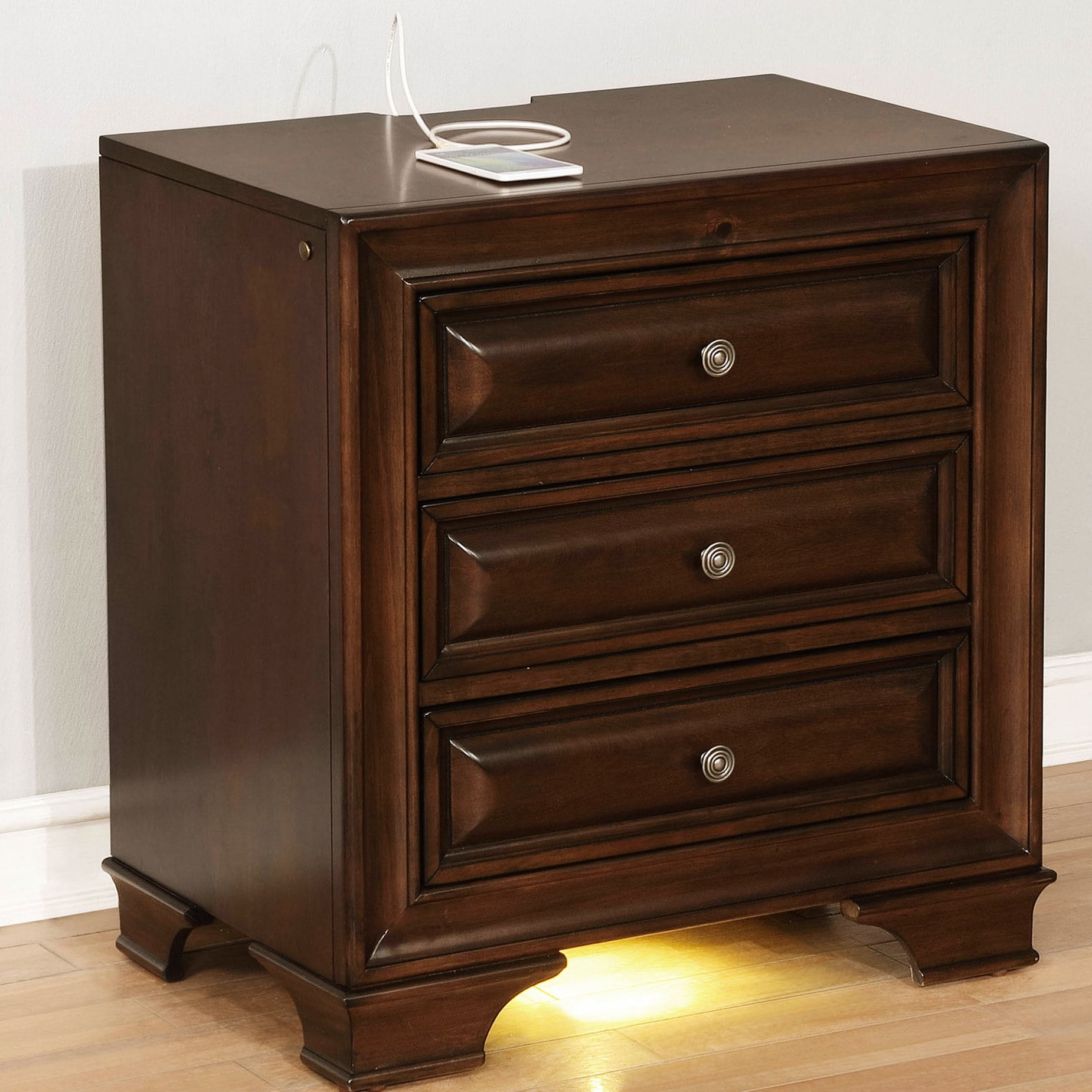 3-Drawer Nightstand+USB/Power Outlet"-"Bedroom Charging+Keep Devices ...
