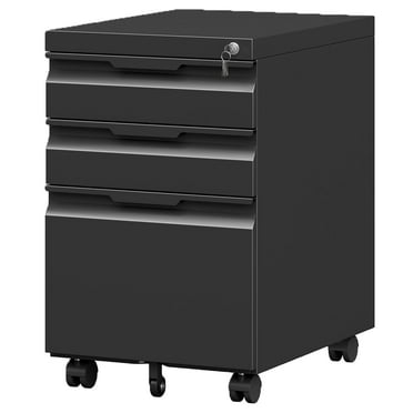 IKIMI Lockable Rolling Office 3 Drawer Mobile File Cabinet, Under Desk ...