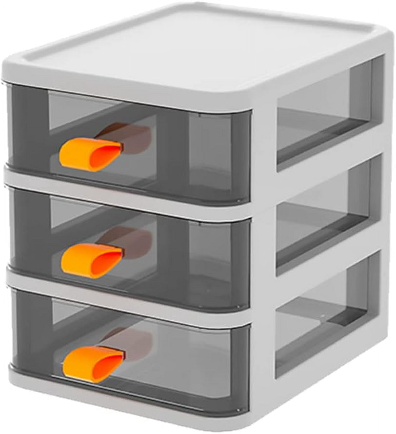 3 Drawer Plastic Storage Boxes, Small Drawer Organizer Stackable ...
