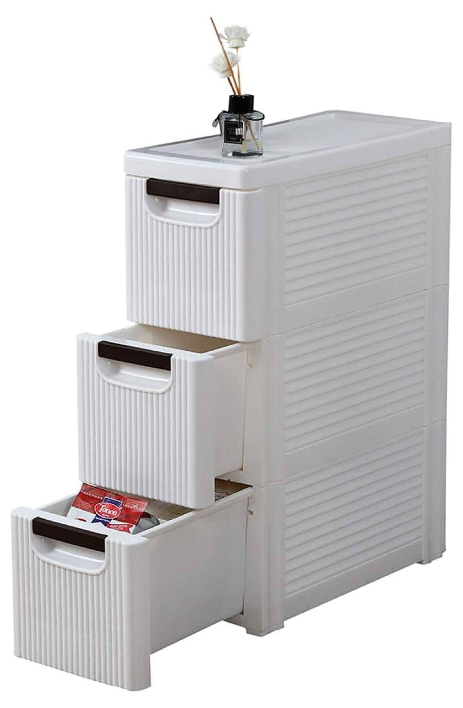 3-Drawer Rolling Cart Organizer Unit with Wheels Narrow Slim Container ...