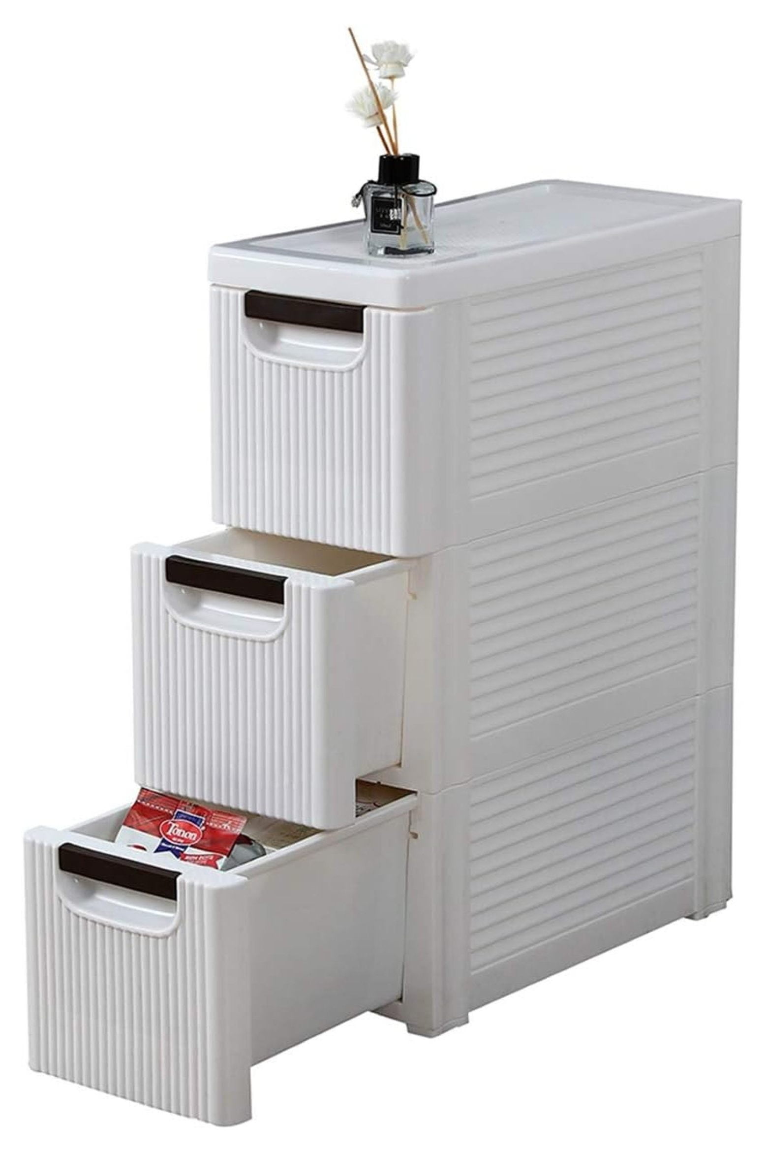 3-Drawer Rolling Cart Organizer Unit with Wheels Narrow Slim Container ...