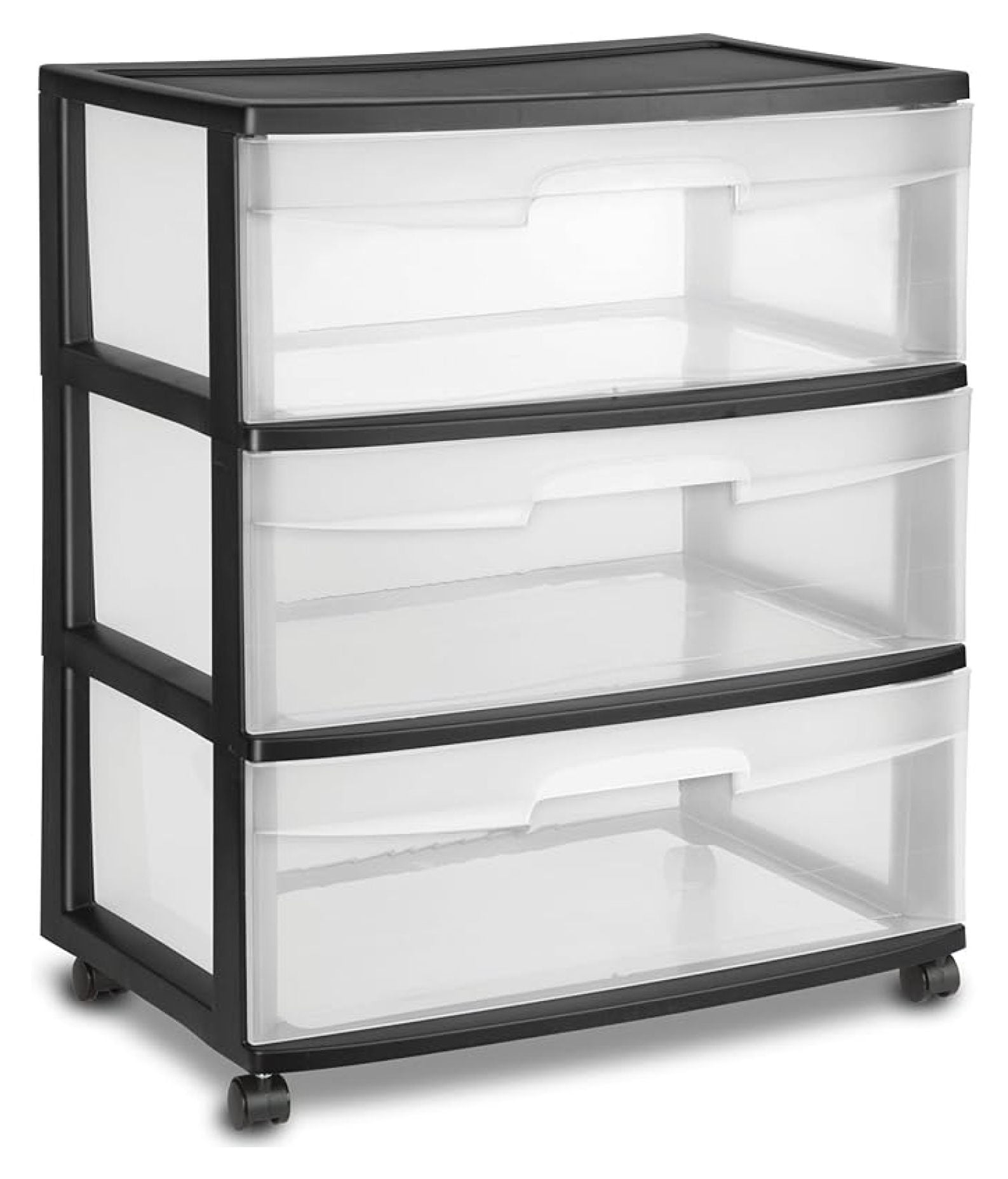 3 Drawer Rolling Cart – Wide Clear Plastic Storage on Wheels,Plastic ...