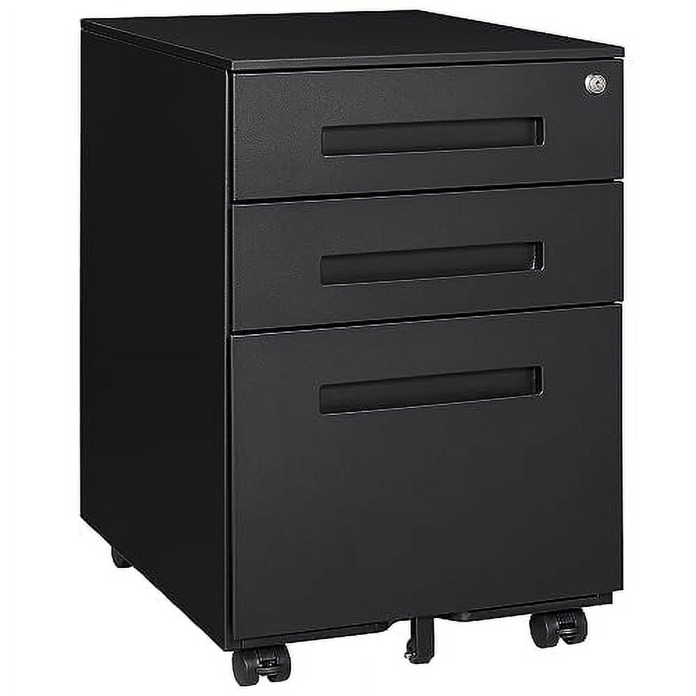 3-Drawer Rolling File Cabinet, Metal Mobile File Cabinet with Lock ...