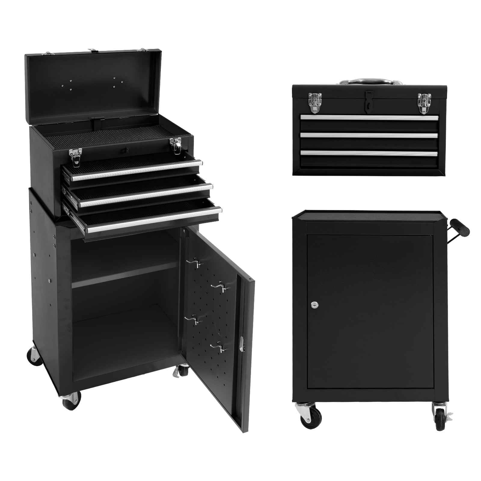 3 Drawer Rolling Toolbox, 2-in-1 Removable Design Mobile Steel Toolbox ...