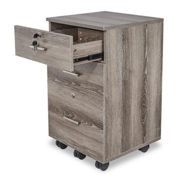 Gymax Rolling Wood File Cabinet w/ 2 Large Drawers & 4 Open ...