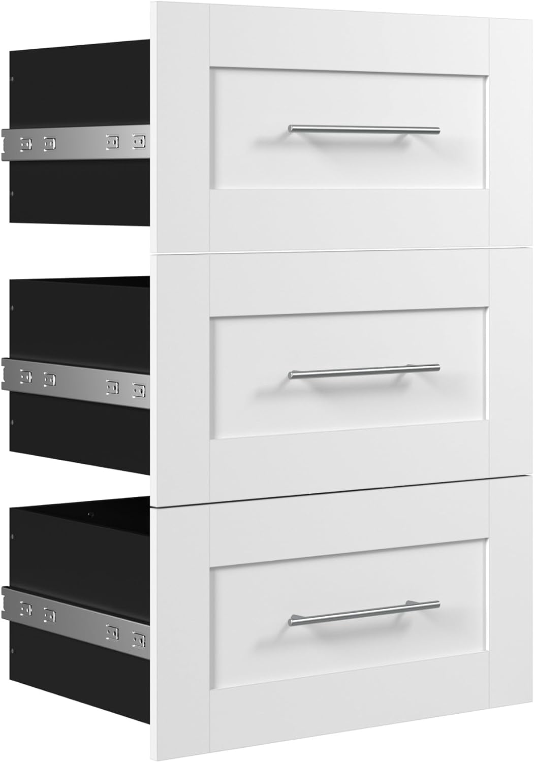 3 Drawer Set for 25-inch Wardrobe Organizer in White, Closed Storage ...