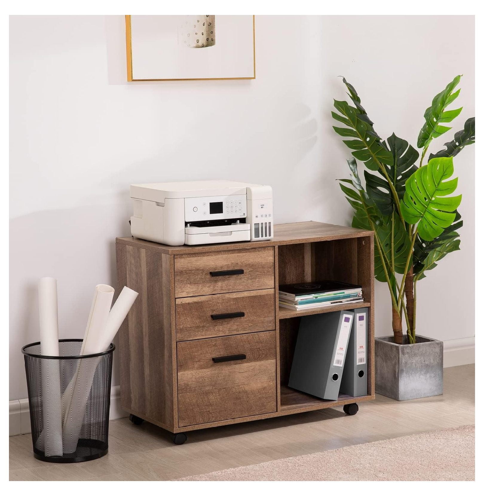 3 Drawer with Shelf Office Storage File Cabinet, Under Desk Storage ...