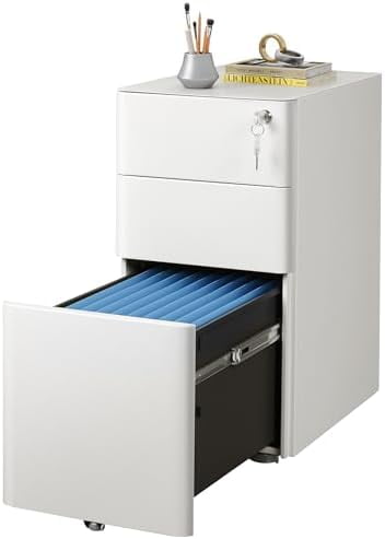 3-Drawer Slim Vertical File Cabinet, Fully Assembled Except Casters ...