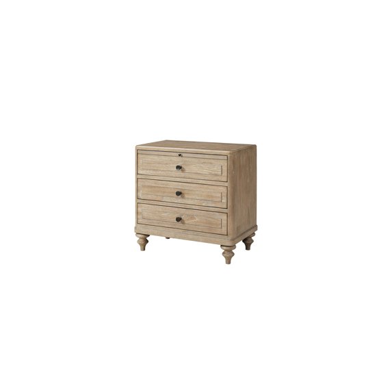 3 Drawer, Solid Wood+MDF Construction - Felt Lined Top Drawer - Bedside ...