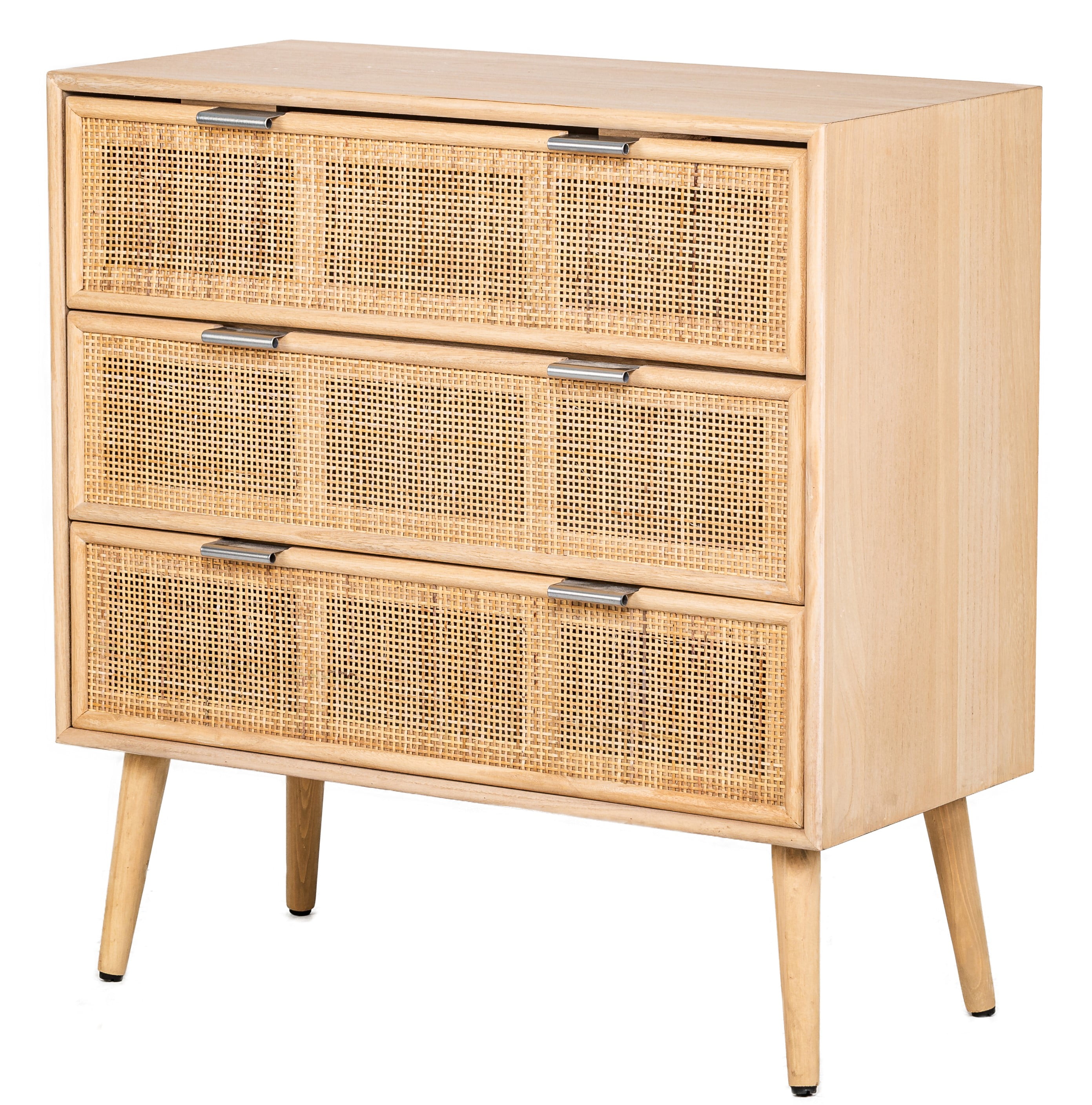 3-Drawer Solid Wood and Natural Rattan Dresser Exotic Boho Bedroom ...