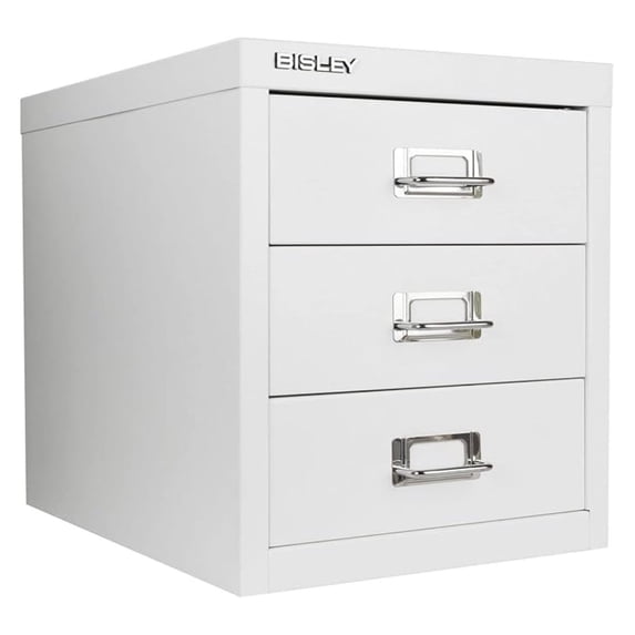 3-Drawer Steel MultiDrawer Cabinet - Traffic White, Pull Handles with ...