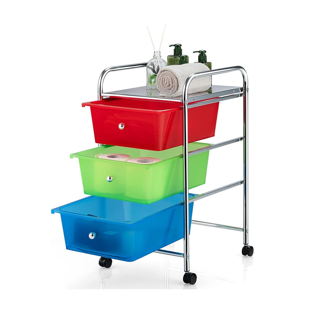 3-Drawer Storage Cart, Rolling Storage Drawer Organizer, Mobile Drawer ...