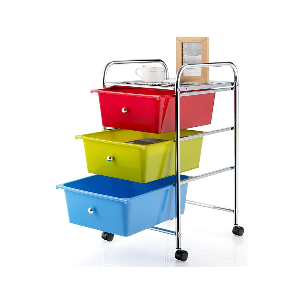 3-Drawer Storage Cart, Versatile Rolling Storage Drawer Organizer ...
