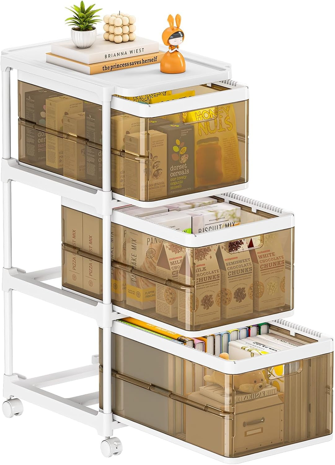 3 Drawer Storage Organzier - Plastic Drawer Stroage, Stackable Storage ...