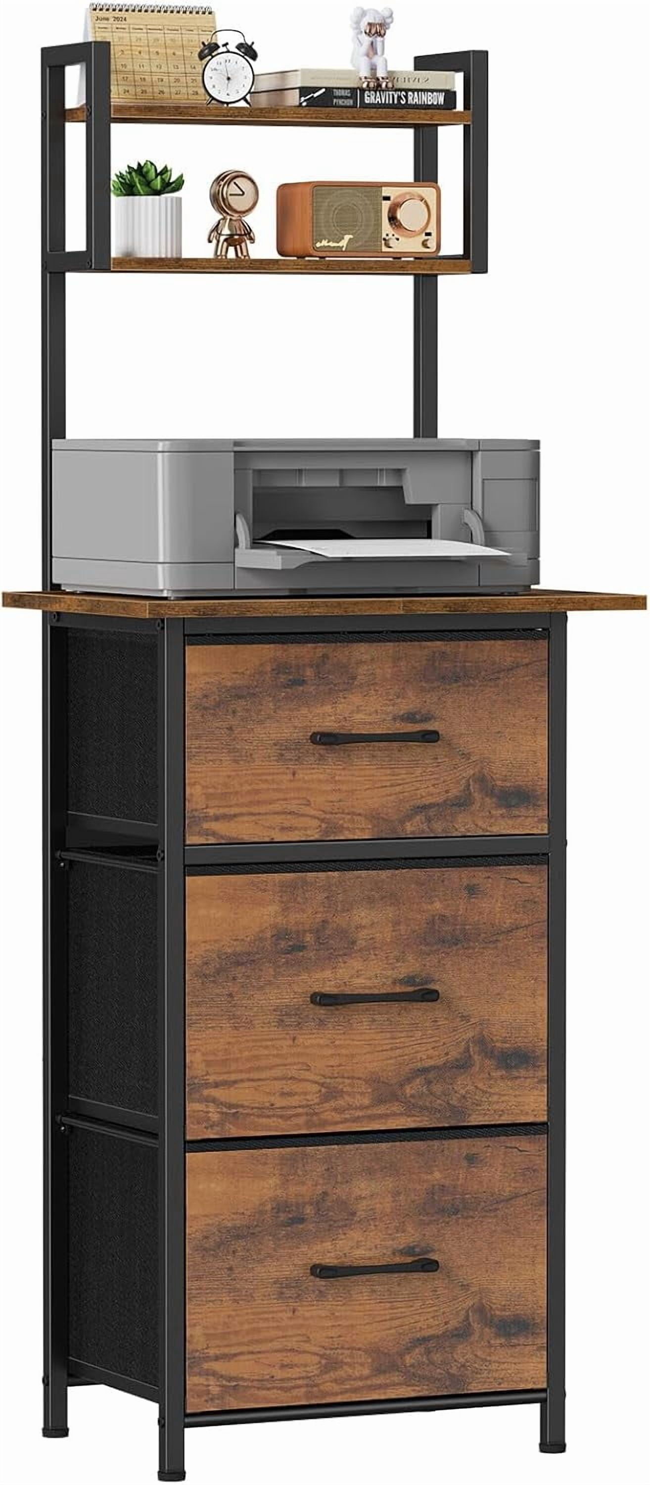 3 Drawer Tall File Cabinet with 19.7'' Extended Desktop, 3-Tier Filing ...