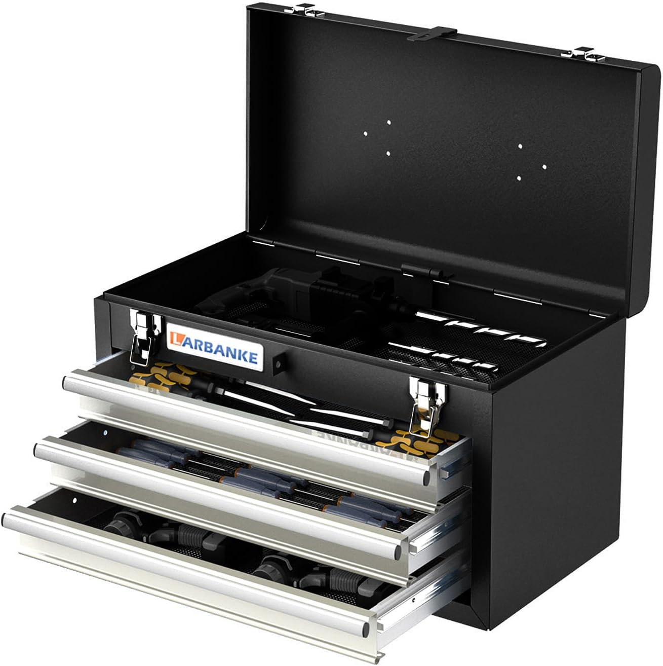 3-Drawer Tool Box with Steel Lock System,Portable Tool Box with Top ...