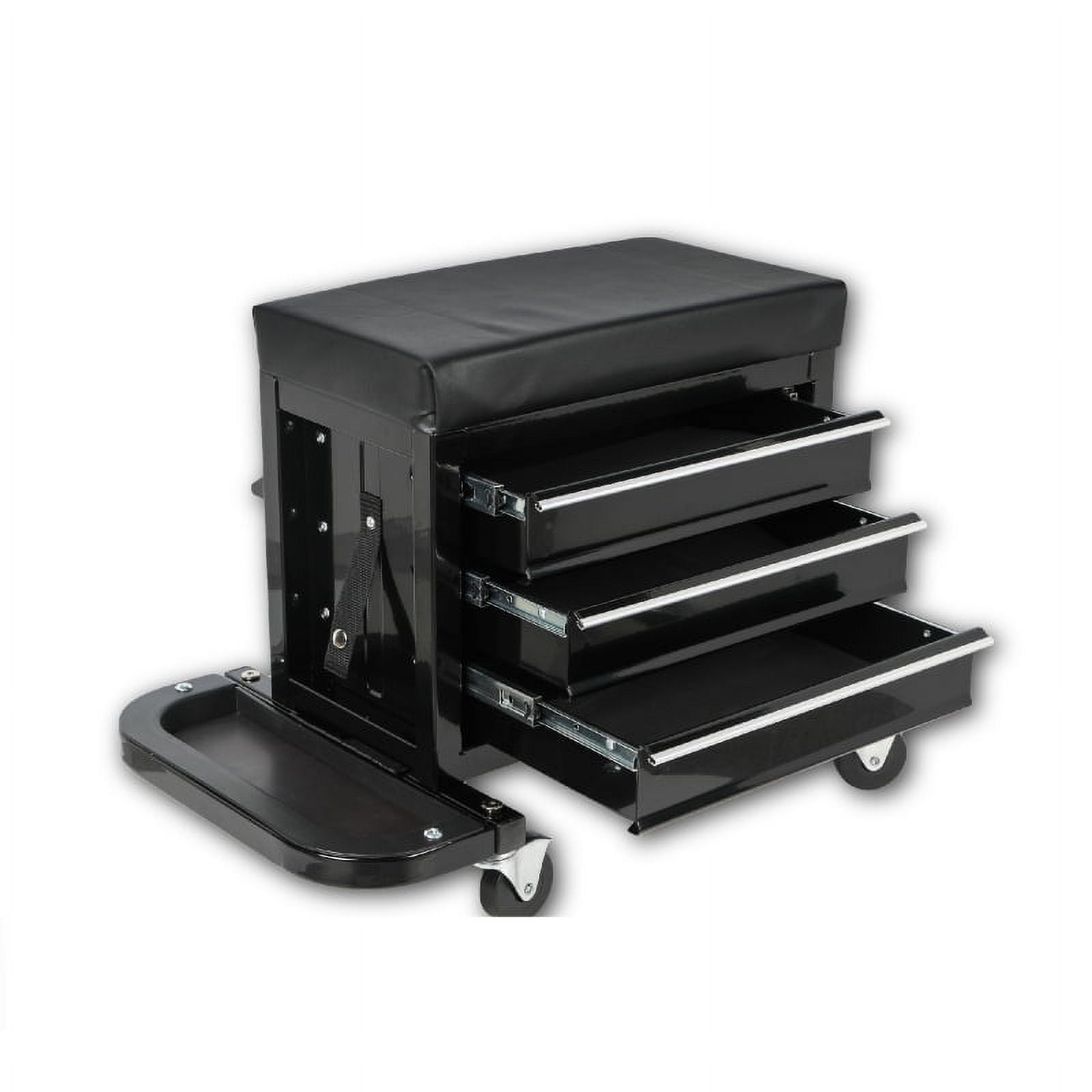 3-Drawer Tool Chest Rolling Mechanic Seat with Tool Trays,350lbs Max ...