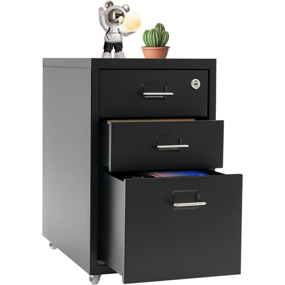 3-Drawer Vertical File Cabinet, 11*16*18.3in Rolling File Cabinet ...