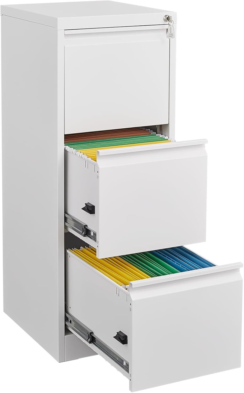 3 Drawer Vertical File Cabinet with Lock, Anti Tip 3 Storage Drawers ...
