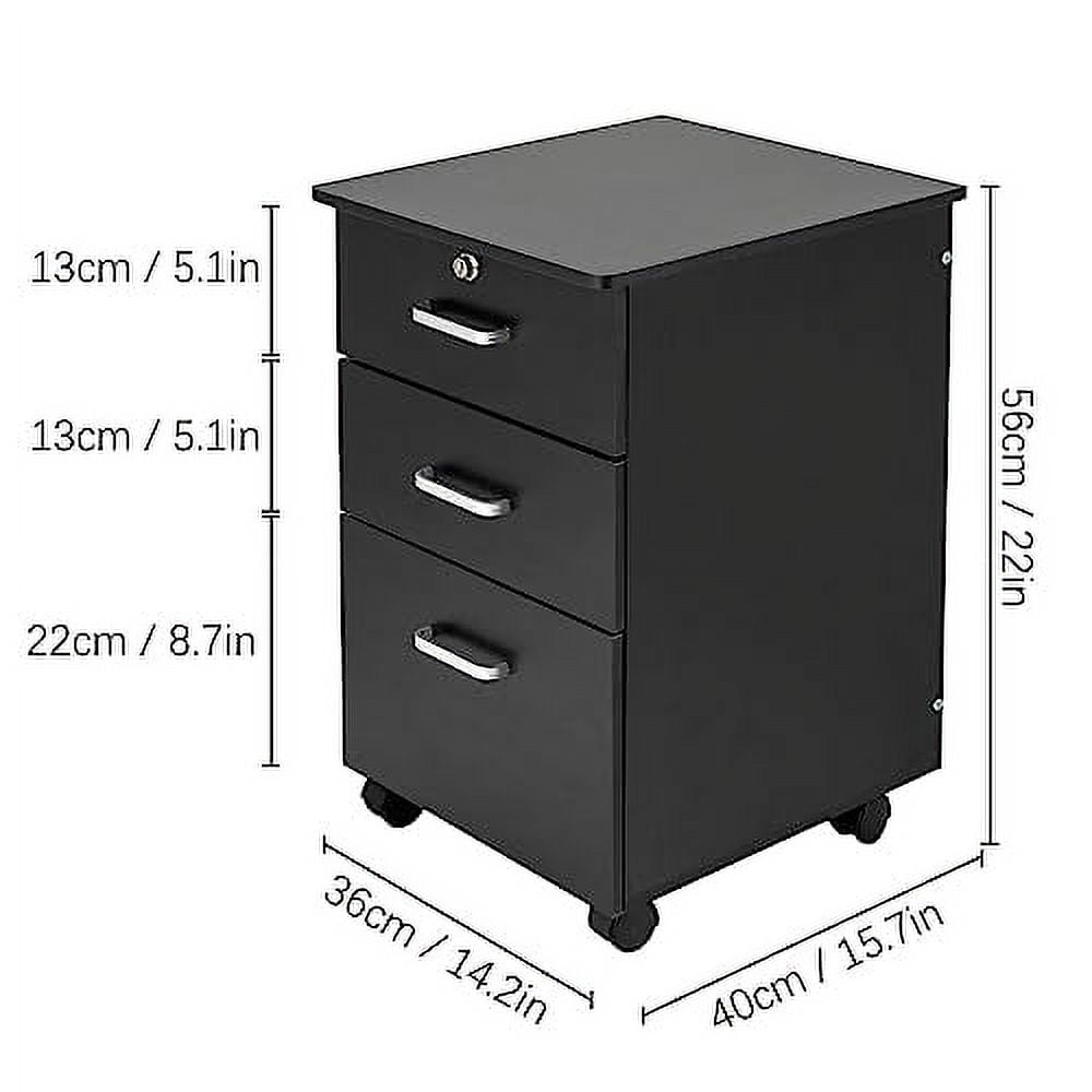 3-Drawer Vertical File Cabinet, Mobile Filing Cabinet with Slim Width ...