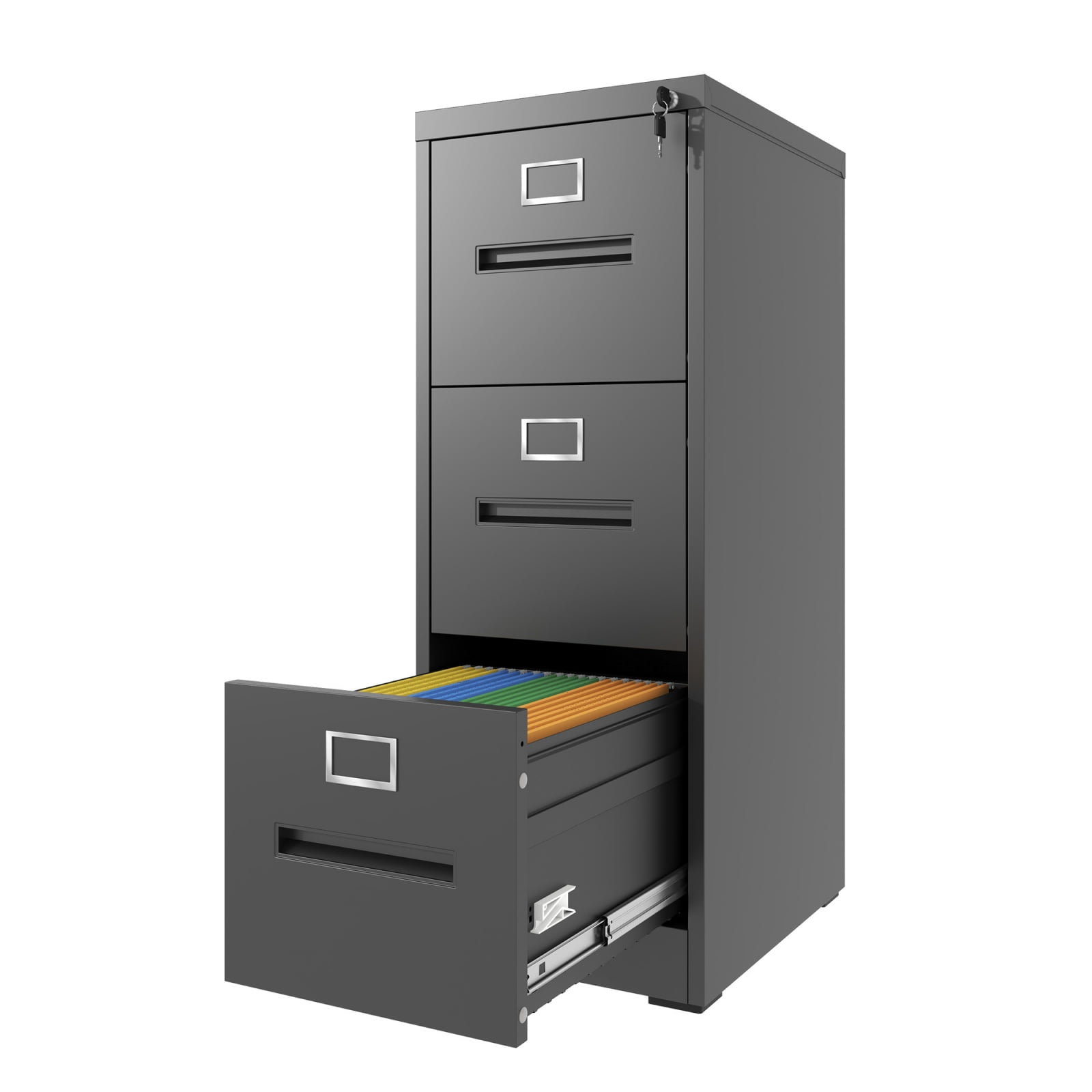 3 Drawer Vertical File Cabinet with Lock, Metal Narrow Filing Cabinet ...