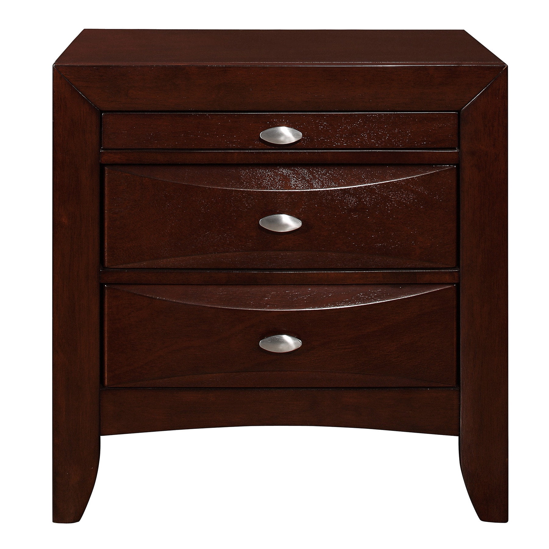 3 - Drawer Walnut - Brown Nightstand - Functional Bedroom Accessory ...