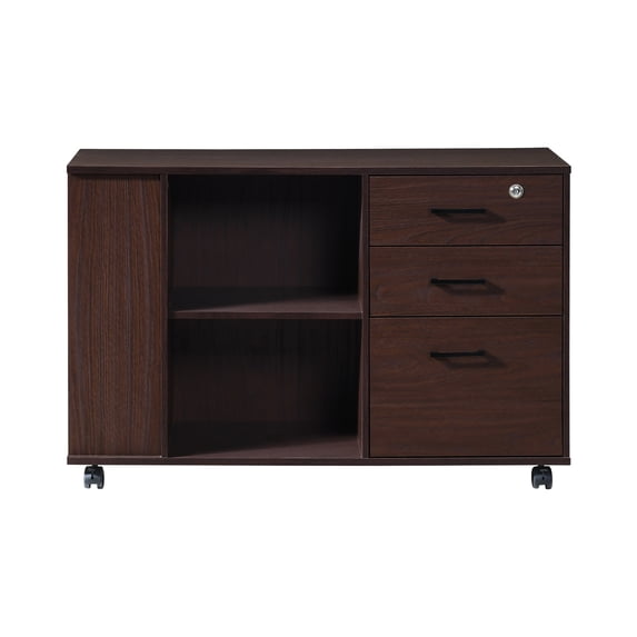3-Drawer Walnut Wood 39.37 in. W Lateral File Cabinet - Walmart.com