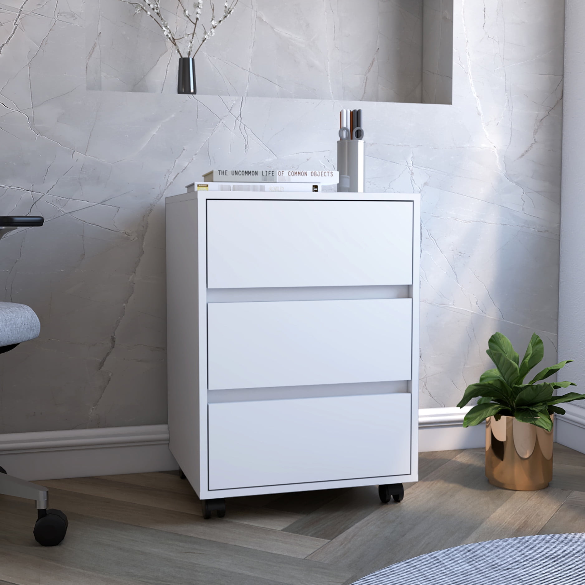 3 Drawer White Mobile File Cabinet, Roller Glide, Strong And Unit 3 ...