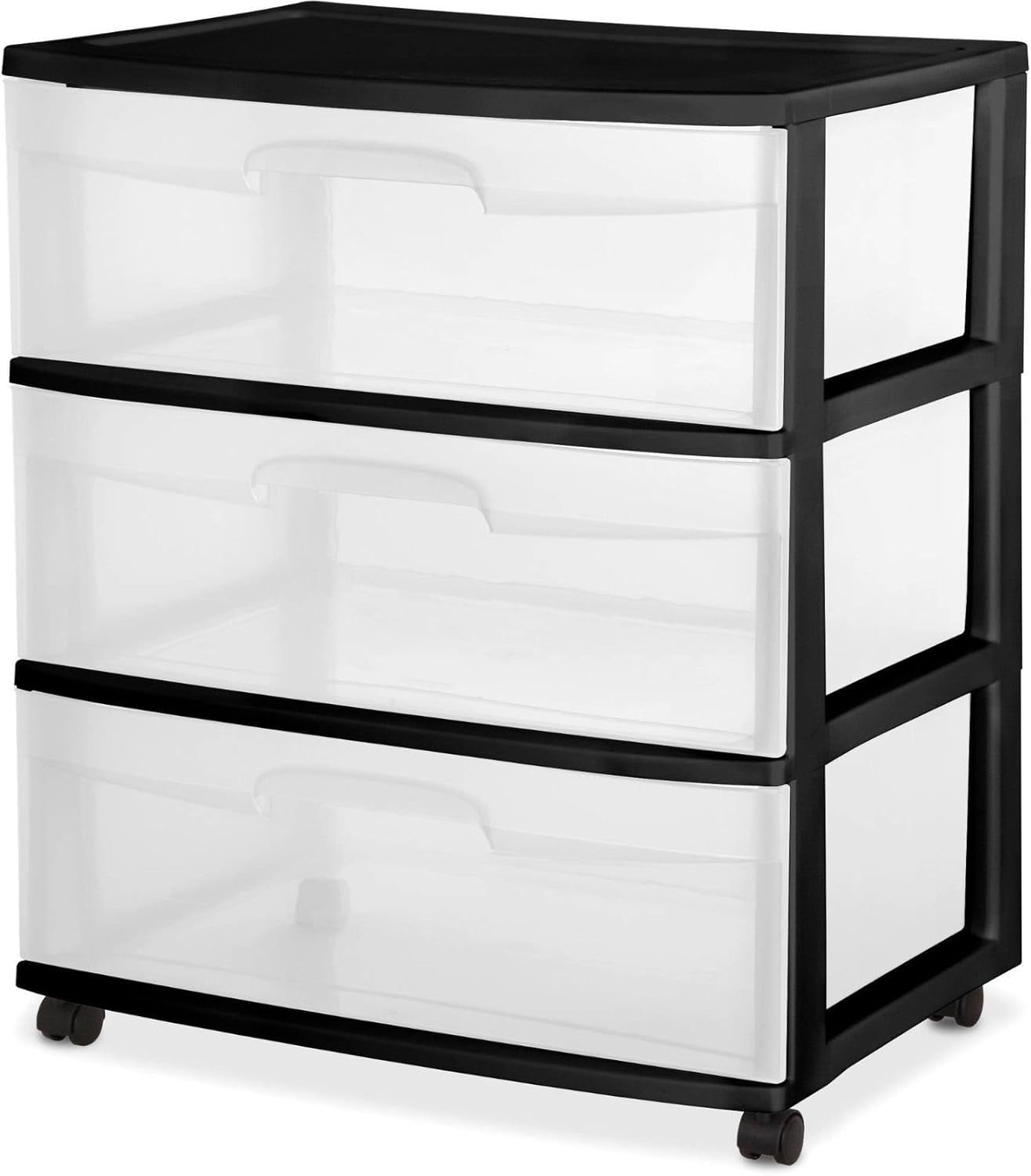 3 Drawer Wide Cart Black Storage Plastic - Walmart.com