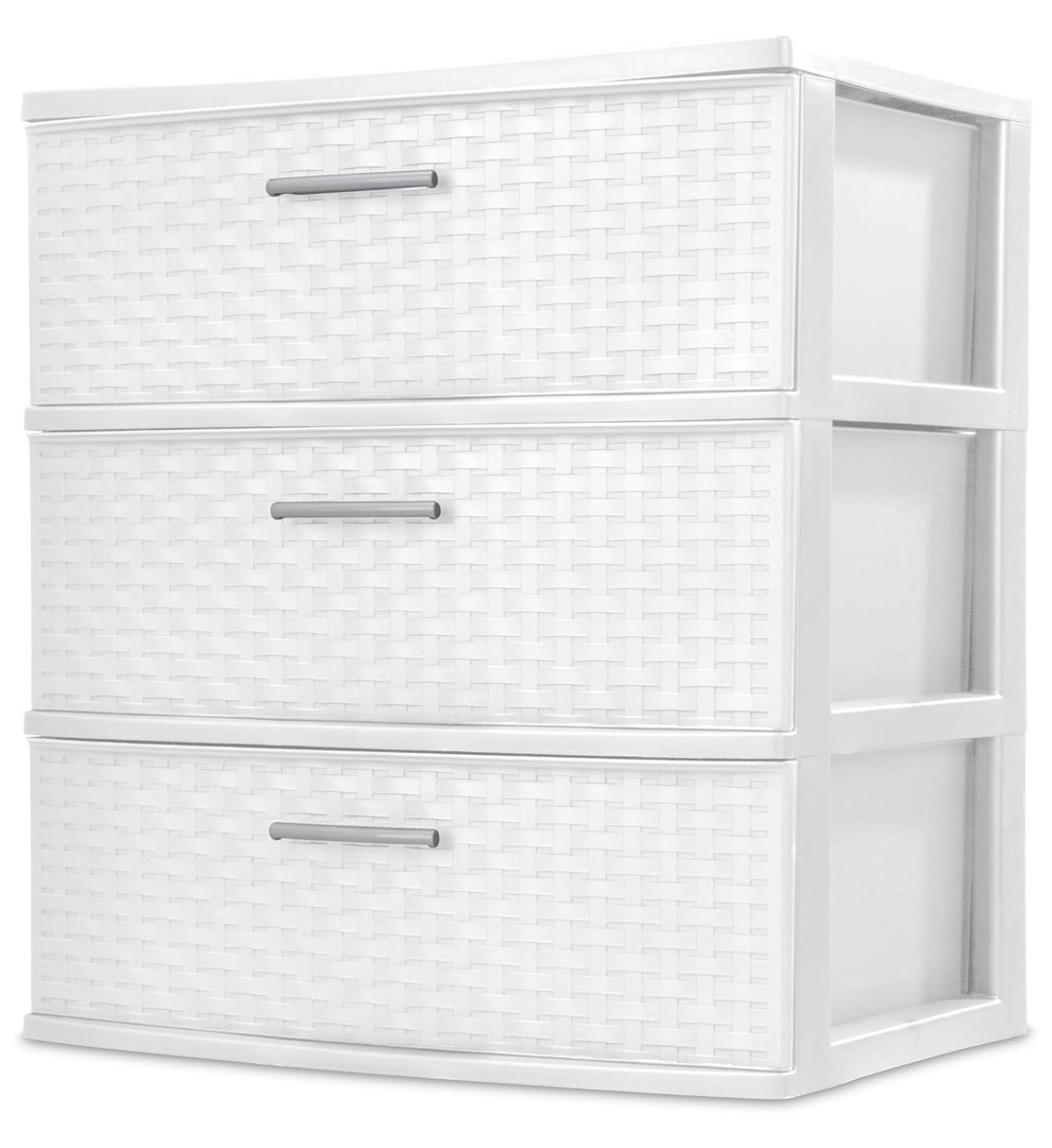 3 Drawer Wide Weave Tower White - Walmart.com