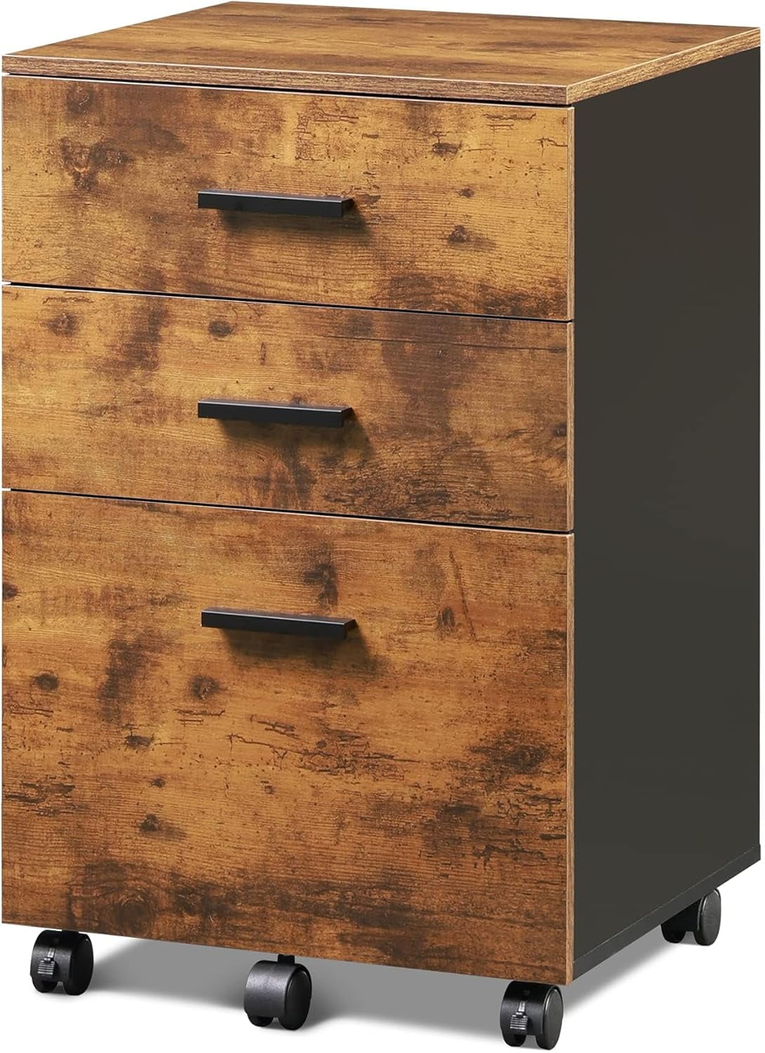 3 Drawer Wood Mobile File Cabinet, Rolling Filing Cabinet for Letter/A4 ...