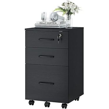 Panana 3 Drawer Wood Mobile File Cabinet, Under Desk Storage Drawers ...