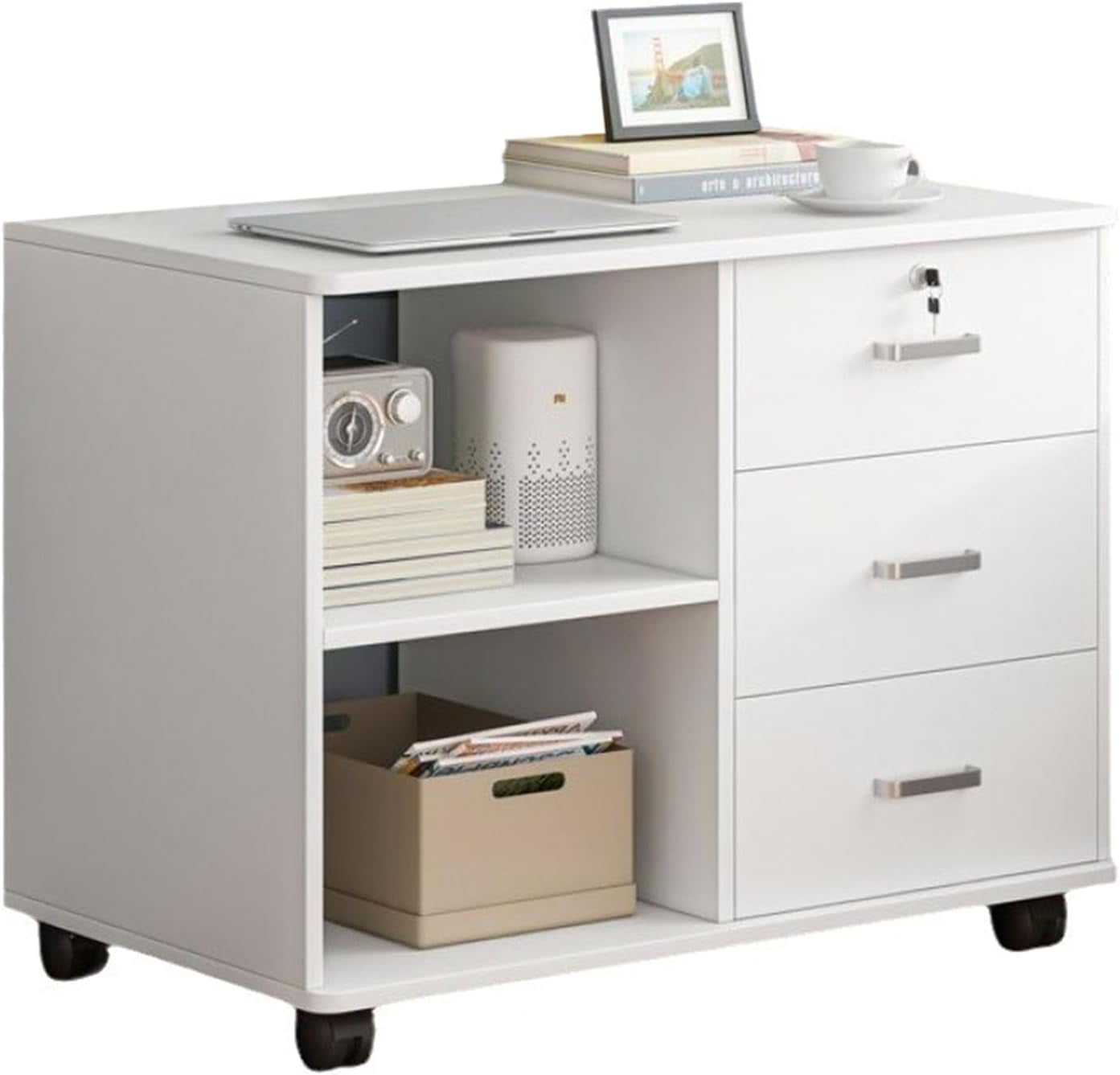 3-Drawer Wood Office File Cabinet for Under Desk, Office Storage ...