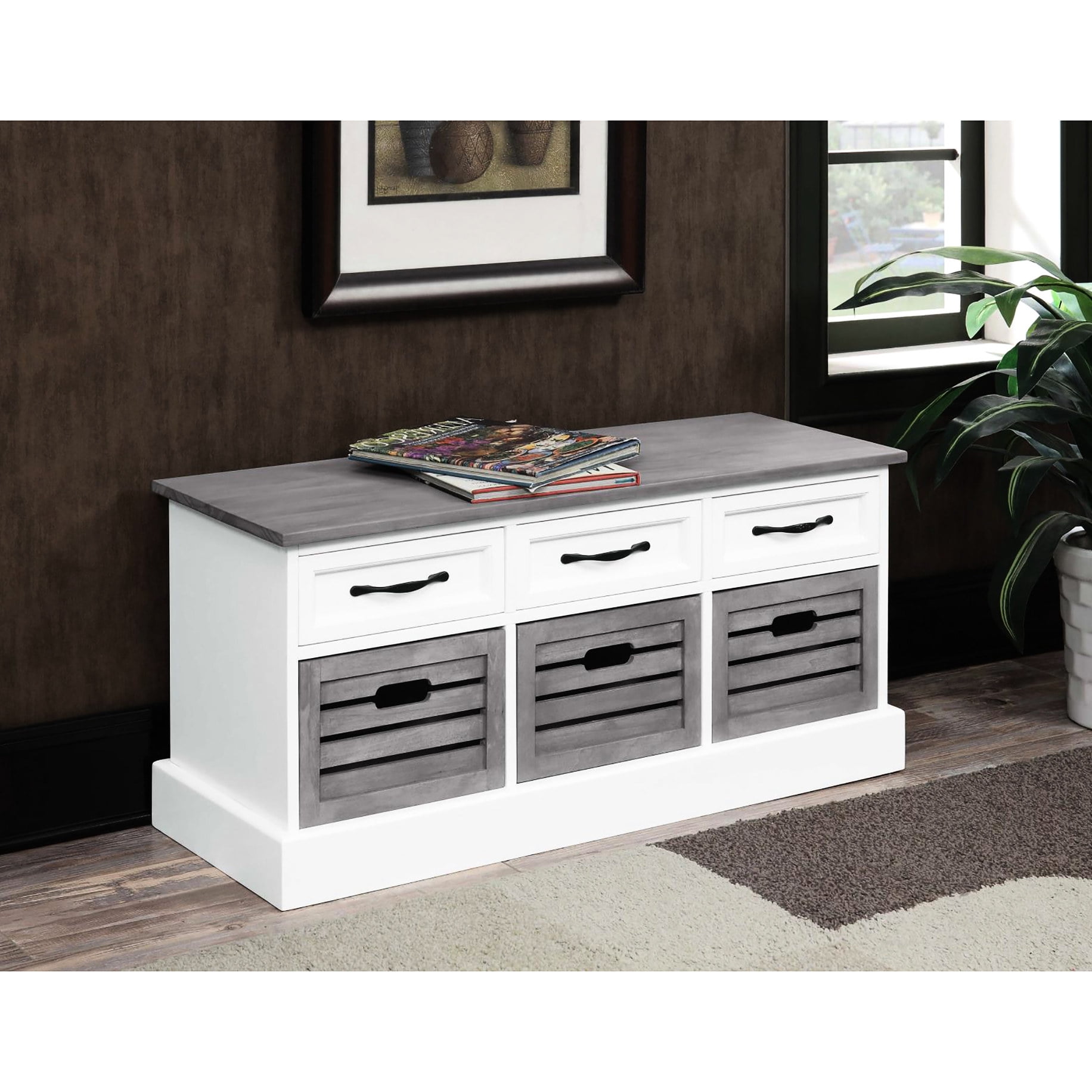 3 - Drawer Wood Storage Bench | Suitable for Primary Living Areas ...