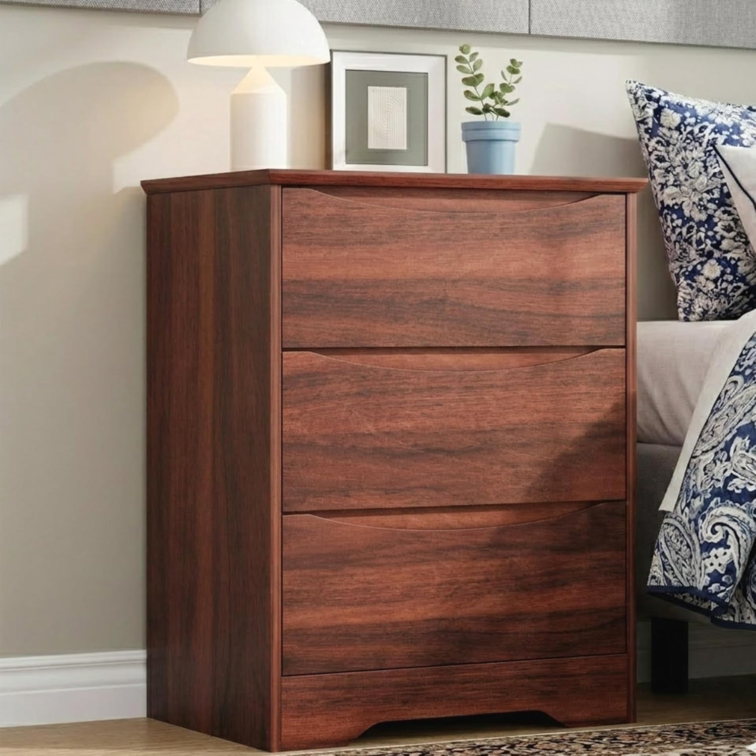 3 Drawer Wooden Dresser, Tall Modern Storage Chest with Wide Top ...