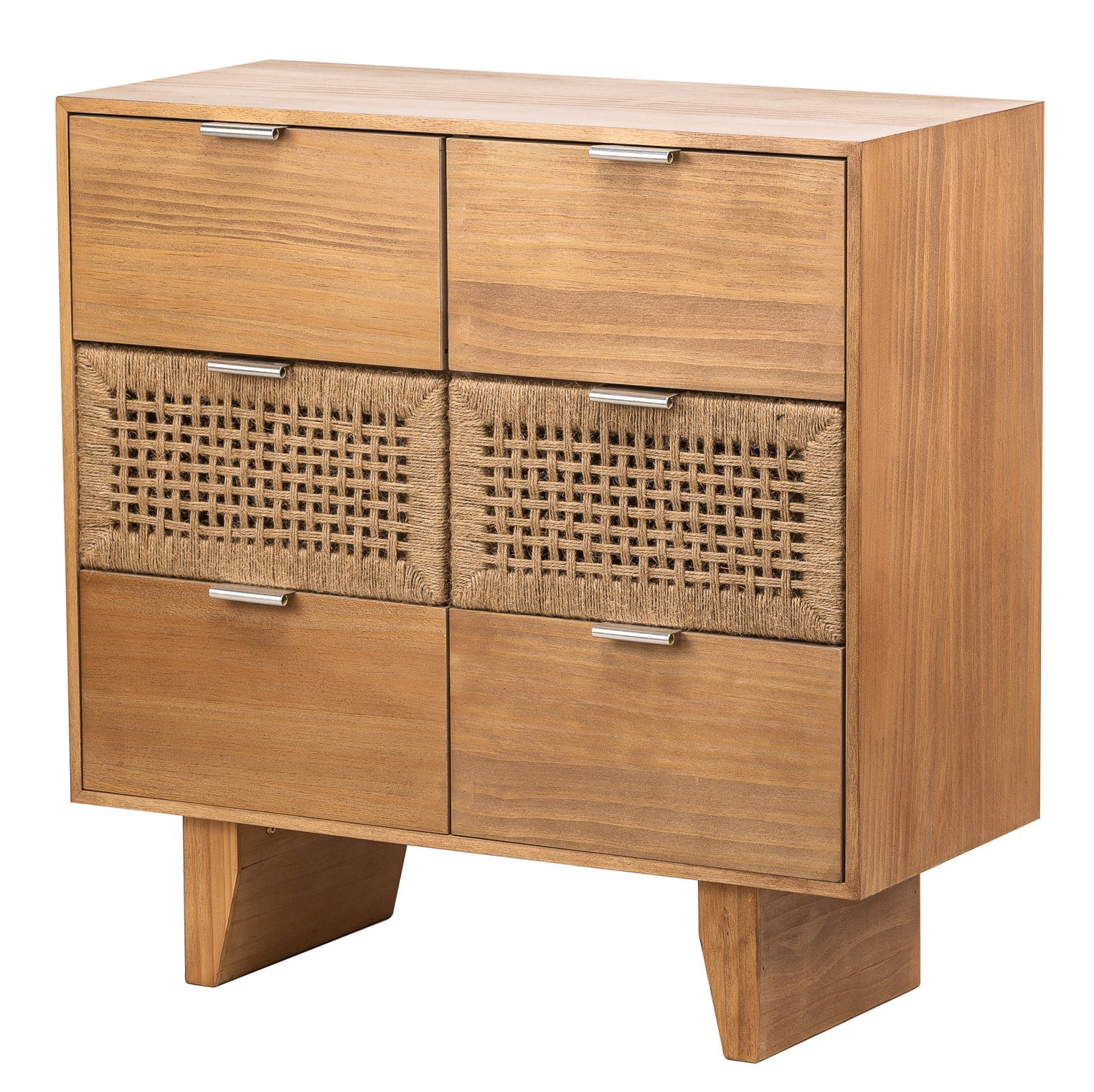 3-Drawer Wooden and Natural Rattan Dresser Exotic Boho Bedroom ...