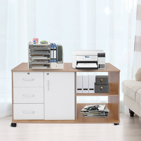 3 Drawers 2 Compartments Mobile File Cabinet Locking File Cabinet MDF 1 ...