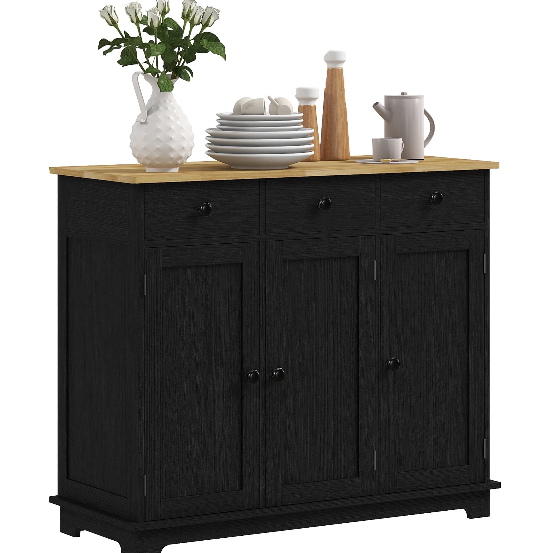 3 Drawers & 2-Tier Shelving - Functional Sideboard for Home Use ...