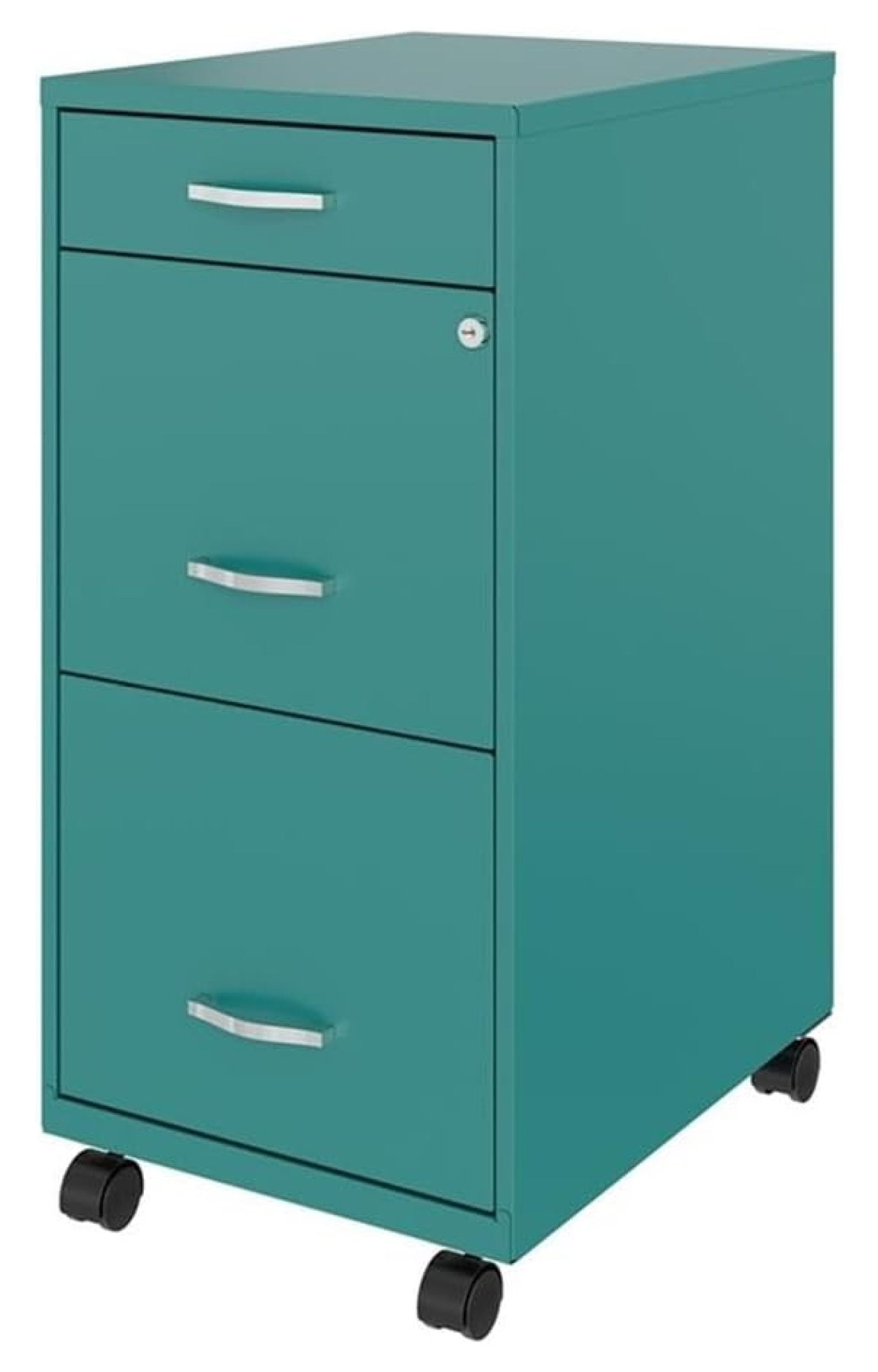 3 Drawers 29.52" Vertical Turquoise Metal Filing Cabinet Lockable Pre ...
