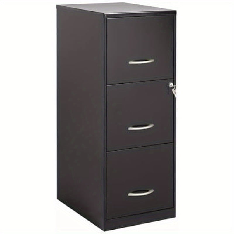 3 Drawers 35.5 Vertical Black Metal Filing Cabinet Lockable ...
