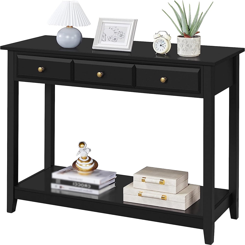 3 Drawers Console Table, Wood Entryway Table with Storage Shelf, Sofa ...