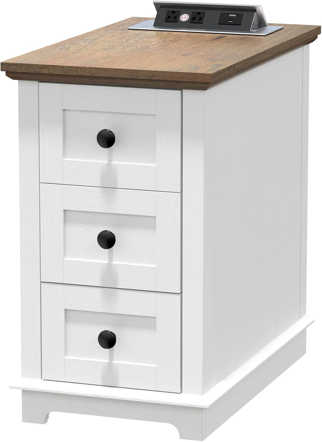 3 Drawers End with Flip Top Charging Station Narrow Side with Power ...