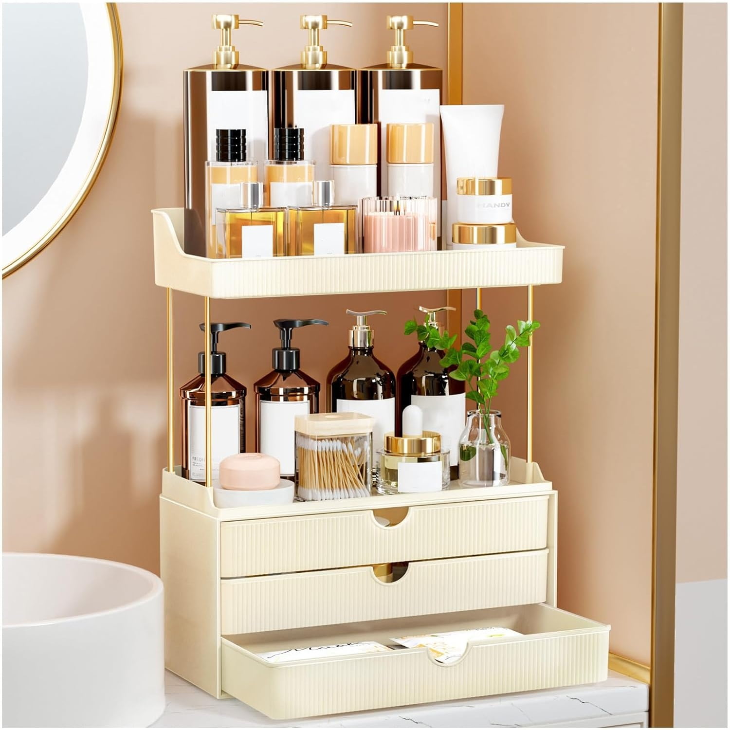 3 Drawers Makeup Organizer - 5 Tier Bathroom Counter Organizers and ...