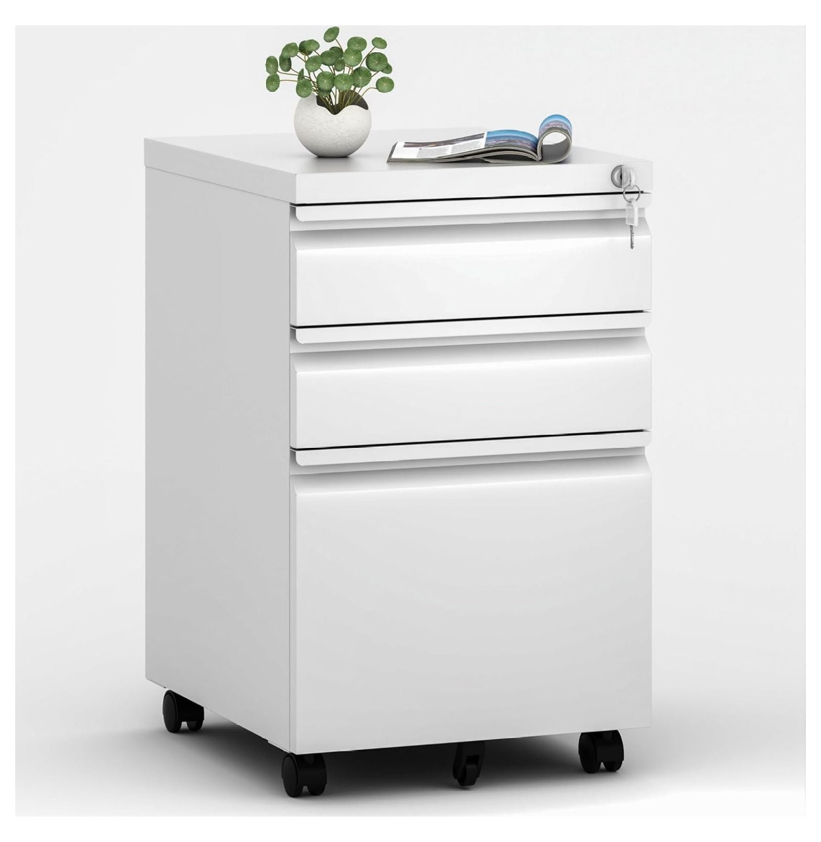 3 Drawers Mobile File Cabinet, Rolling File Cabinet Fully Assembled ...