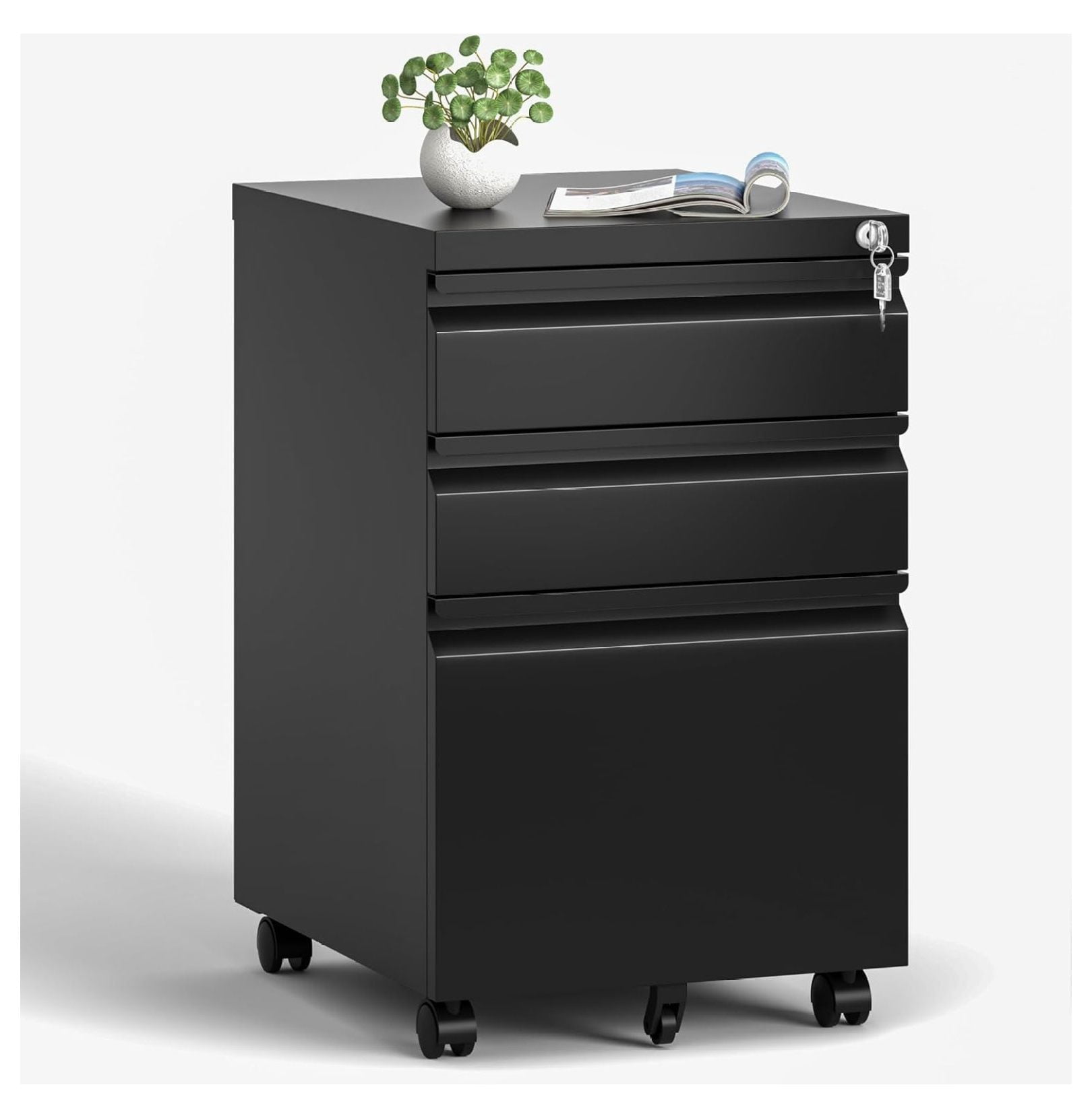 3 Drawers Mobile File Cabinet, Rolling File Cabinets Fully Assembled ...