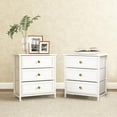 3 Drawers Night Stand Set 2,Bedside Table with Gold Handle,Drawers ...