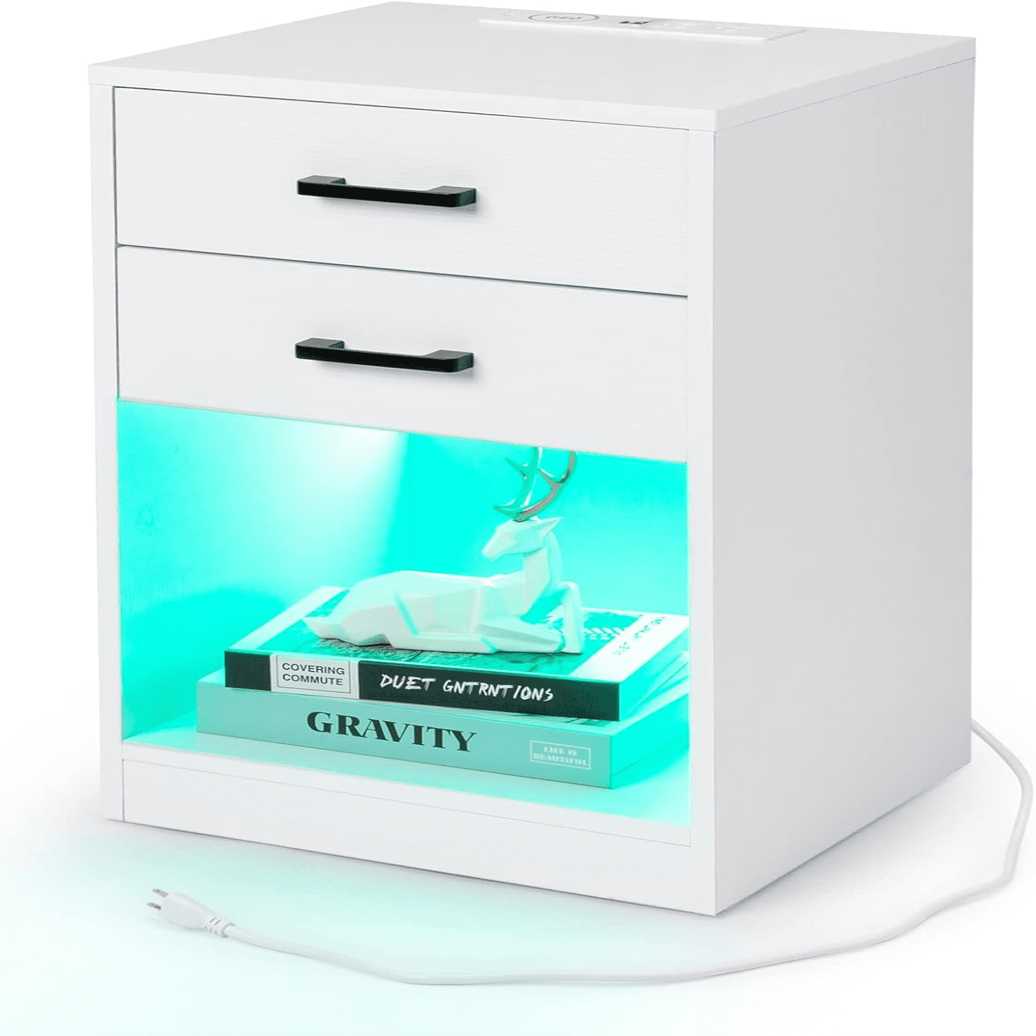 3 Drawers Nightstand with Wireless Charging Station for Bedroom Bedside ...