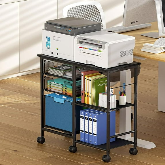 3 Drawers Rolling File Cabinet with Open Storage Shelf, Under Desk ...