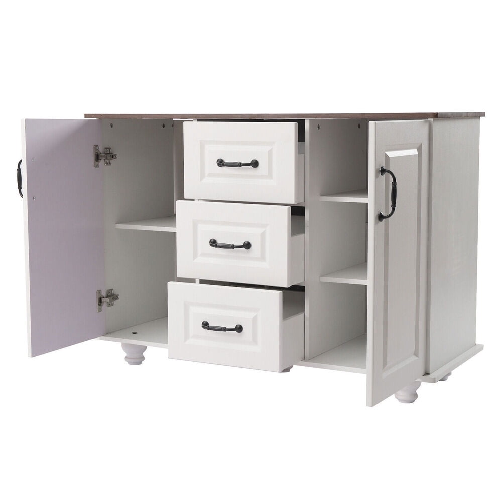 3 Drawers Sideboard Cupboard 2 Door Kitchen Buffet Accent Storage ...